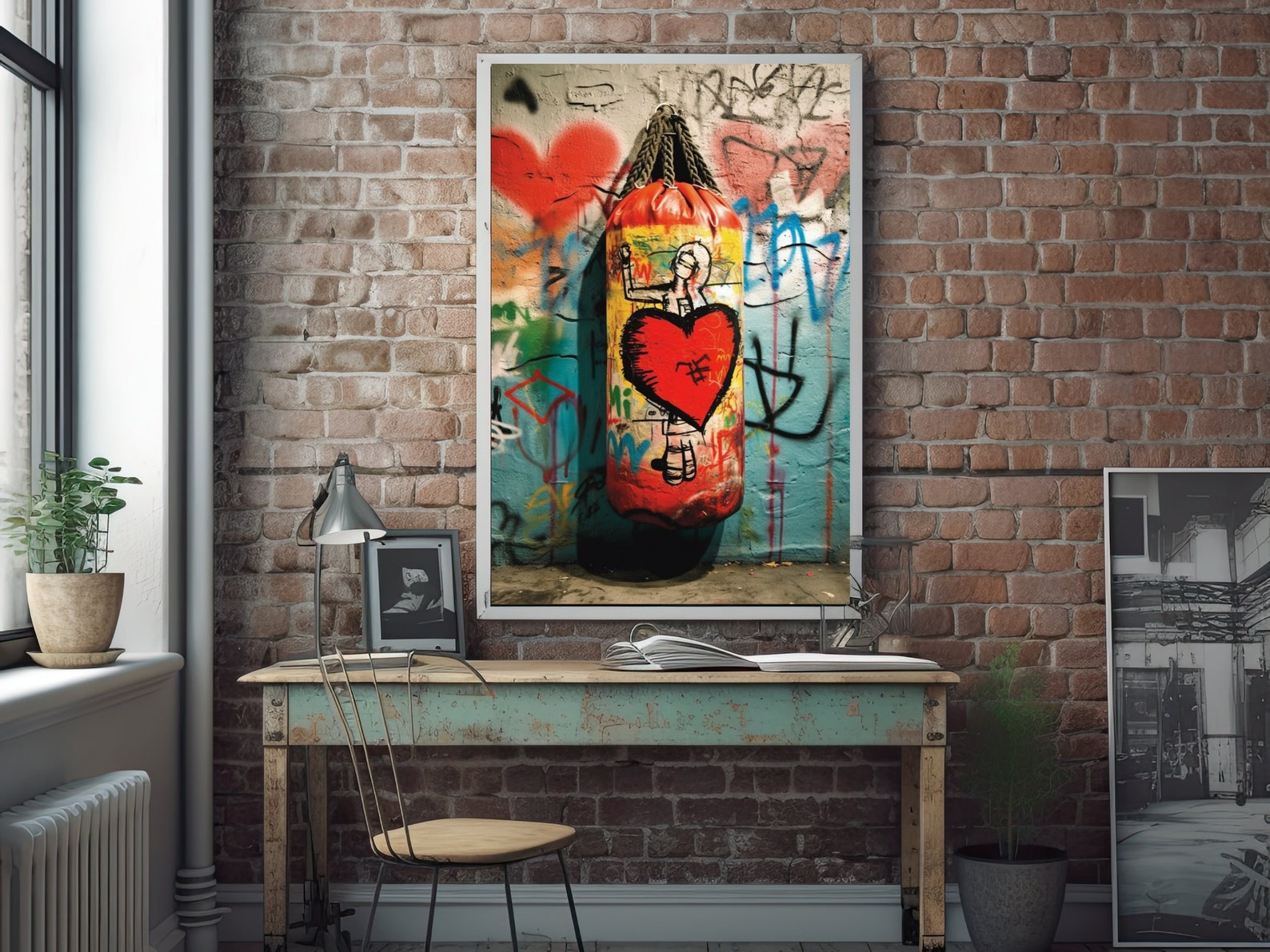 Punching Bag Graffiti Wall Art, Printable Digital, Colorful Boxing Wall ...