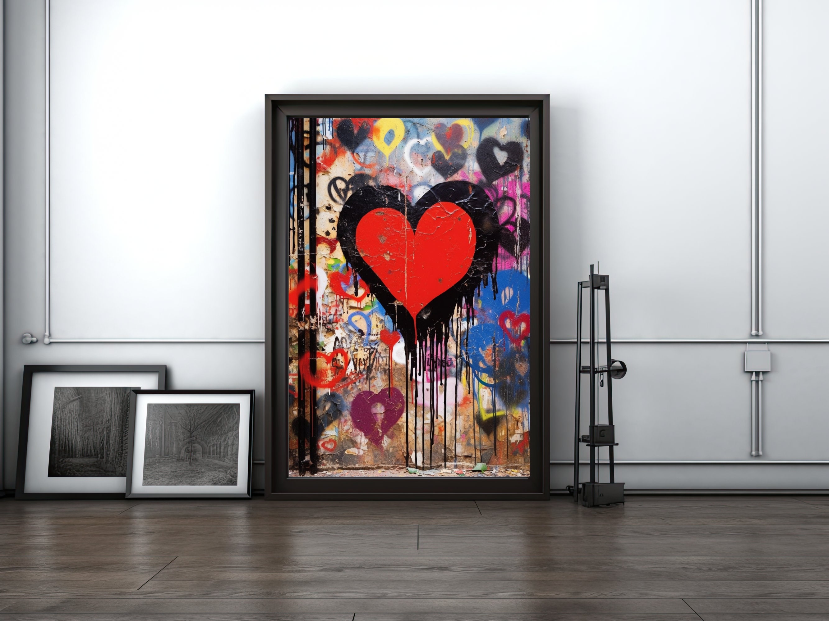 Heart Graffiti Wall Art, Digital Download, Colorful Love Heart Street ...