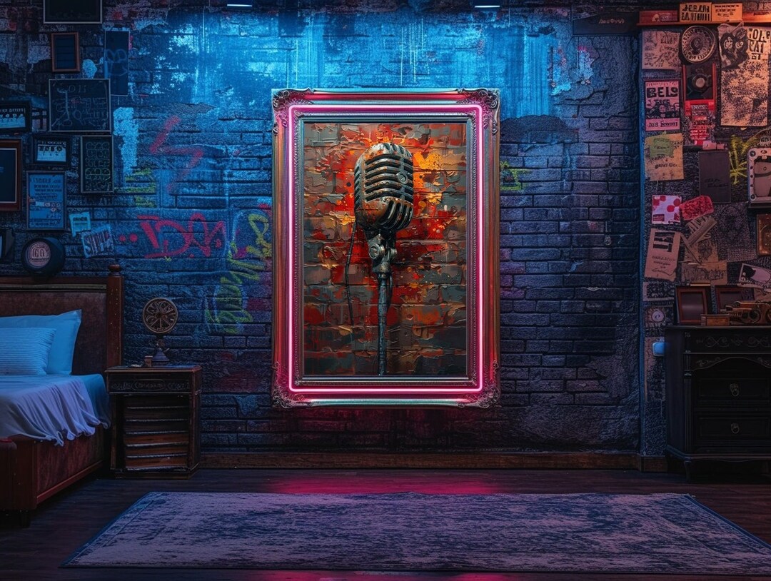 Bold Abstract Microphone Graffiti Digital Illustration, Energetic Edgy ...