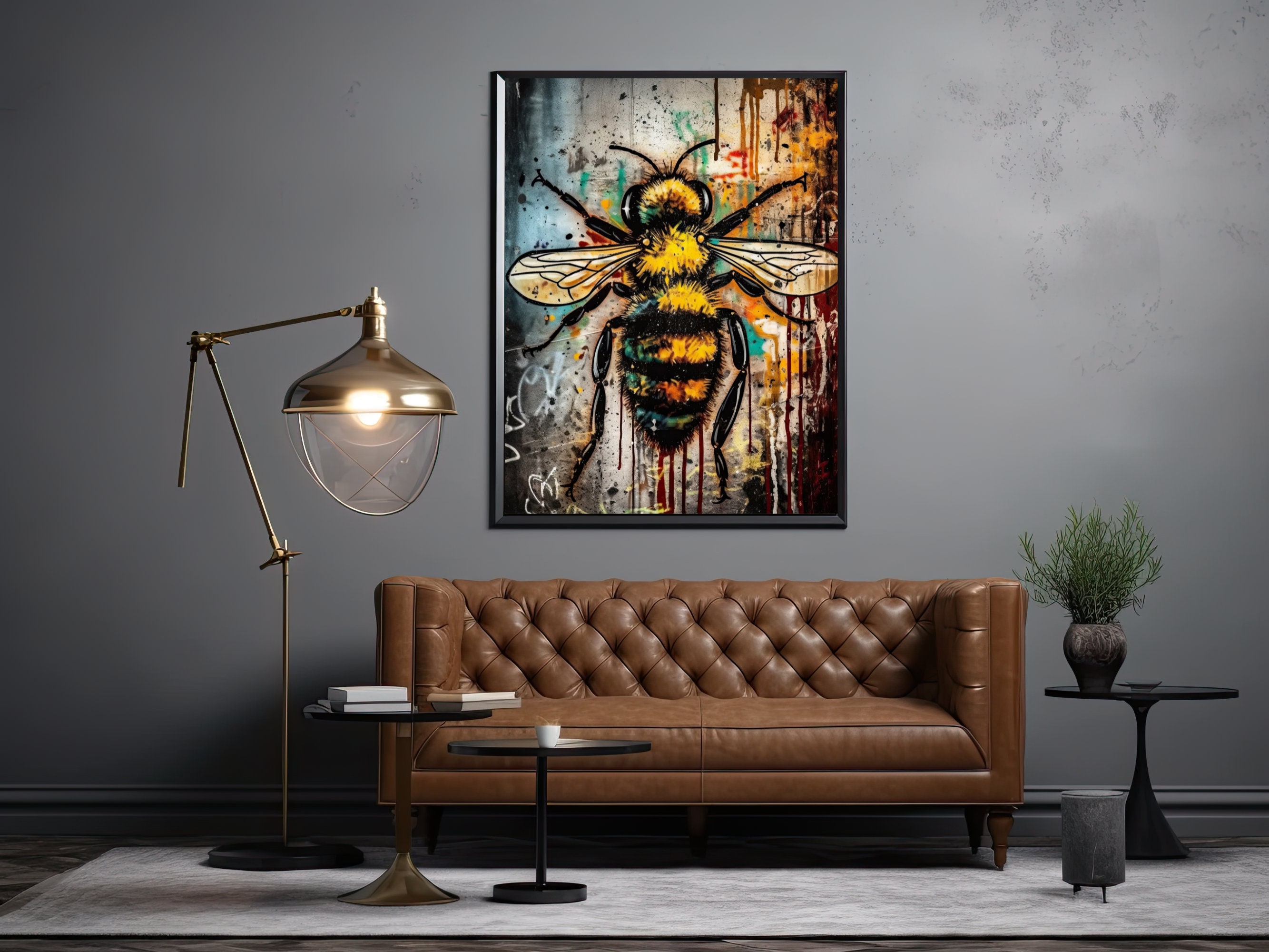 Bee Graffiti Wall Art Honey Bee Graffiti Print Modern - Etsy