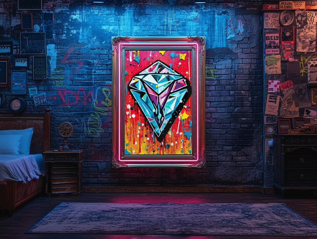 Diamond Graffiti Wall Art, Printable Digital, Colorful Gemstone Wall ...