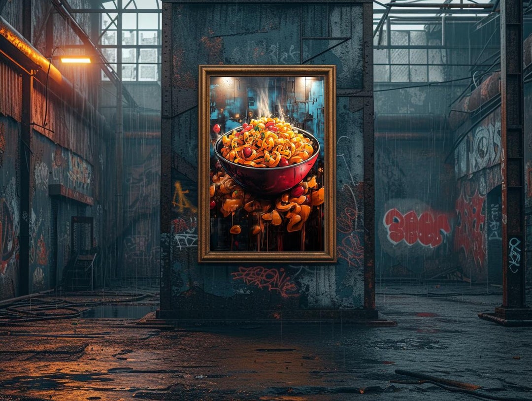 Noodle Graffiti Wall Art, Urban Food Wall Decor, Iconic Street Food ...