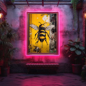 Colorful Bee Street Art, Urban Honey Bee Digital Print, Graffiti Style ...
