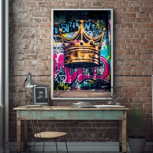 Crown Graffiti Wall Art Street Graffiti Digital Art Royal - Etsy
