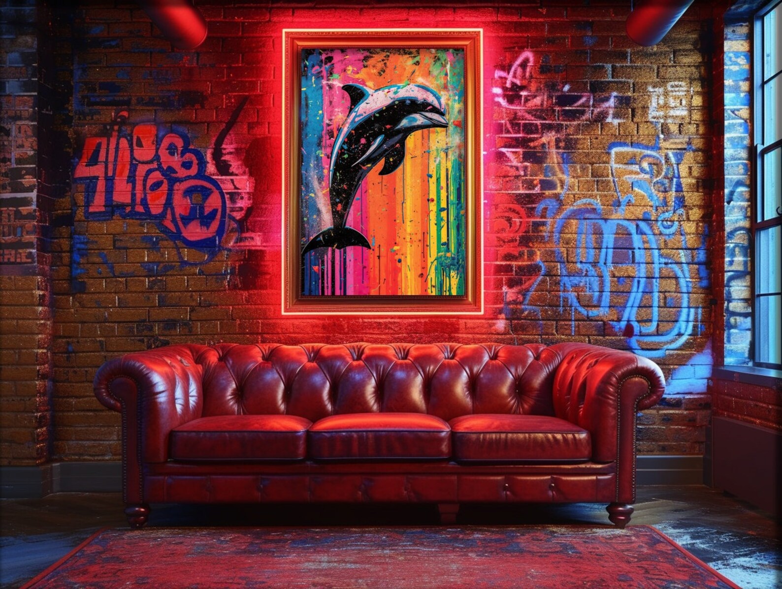 Dolphin Graffiti Wall Art, Printable Digital, Colorful Dolphin Wall ...