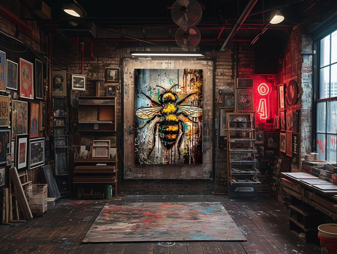 Bee Graffiti Wall Art, Honey Bee Graffiti Print, Modern, Urban, Street ...
