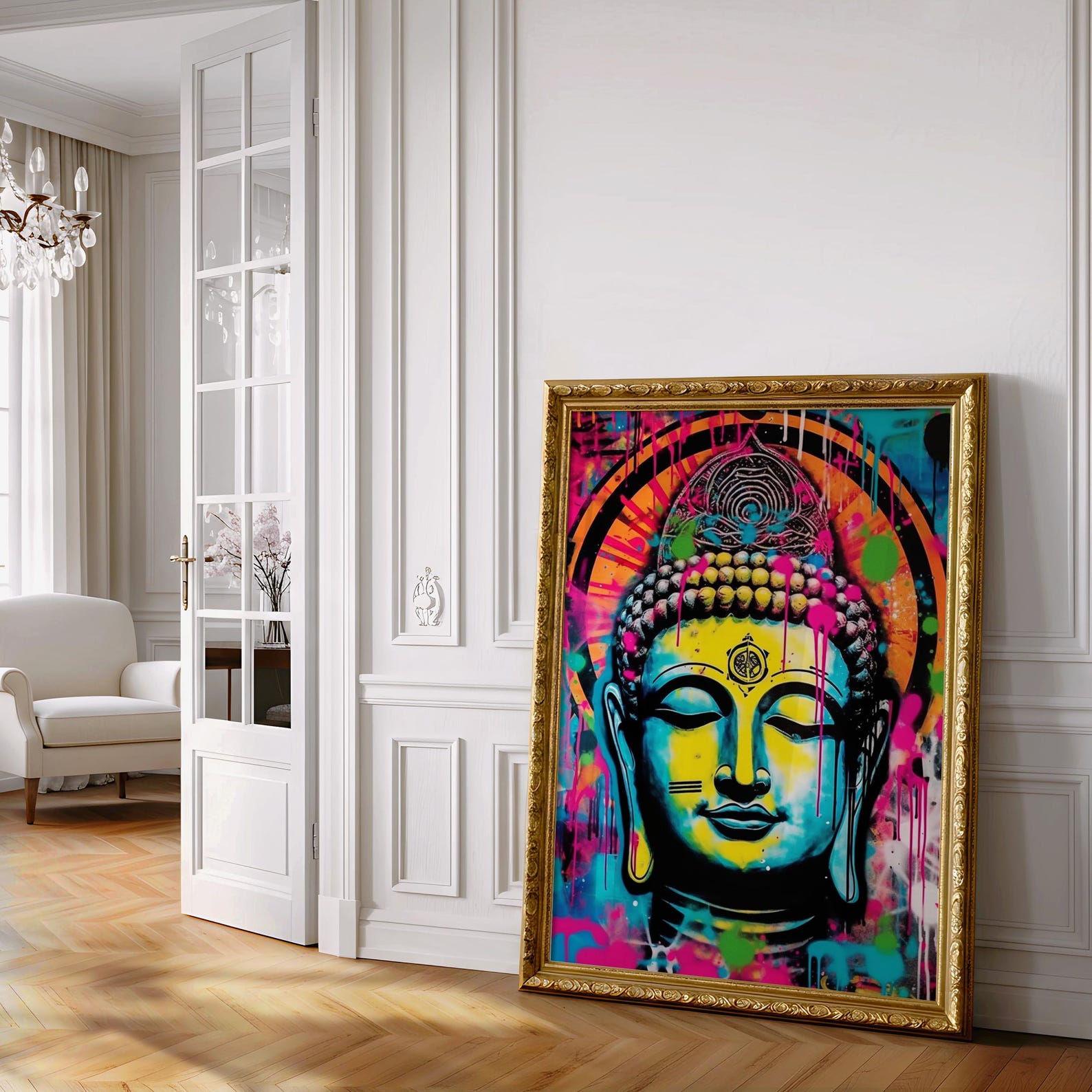 Buddha Graffiti Wall Art, Digital Download, Abstract Colorful Buddha ...
