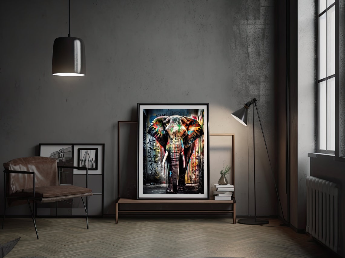 Elephant Graffiti Wall Art Printable Digital Colorful - Etsy
