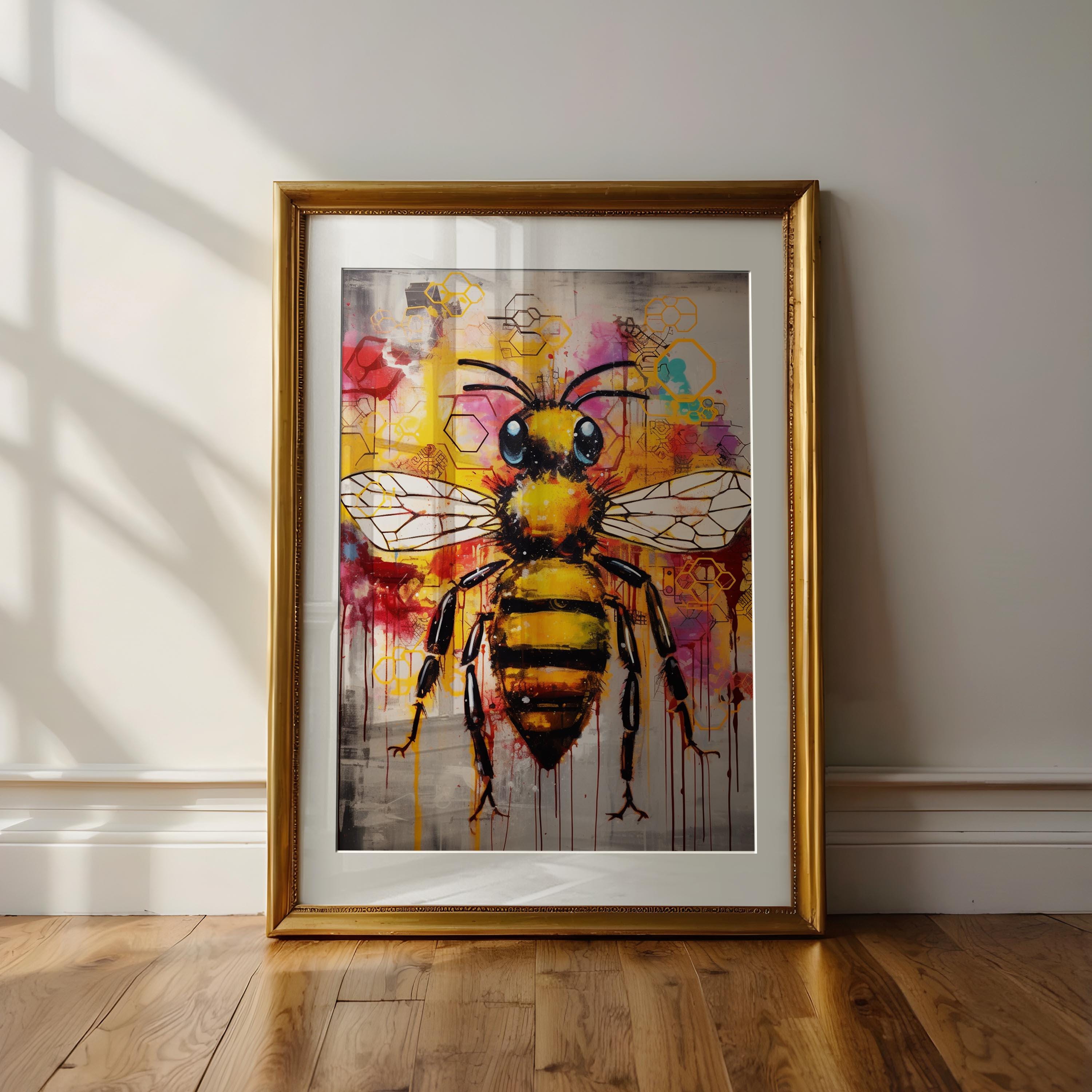 Honeybee Graffiti Wall Art, Digital Download Print, Honey Bee Nature ...