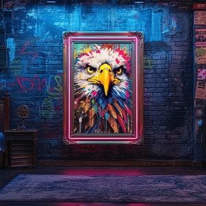 American Bald Eagle Graffiti Wall Art, Fierce Bald Eagle Graffiti Print ...