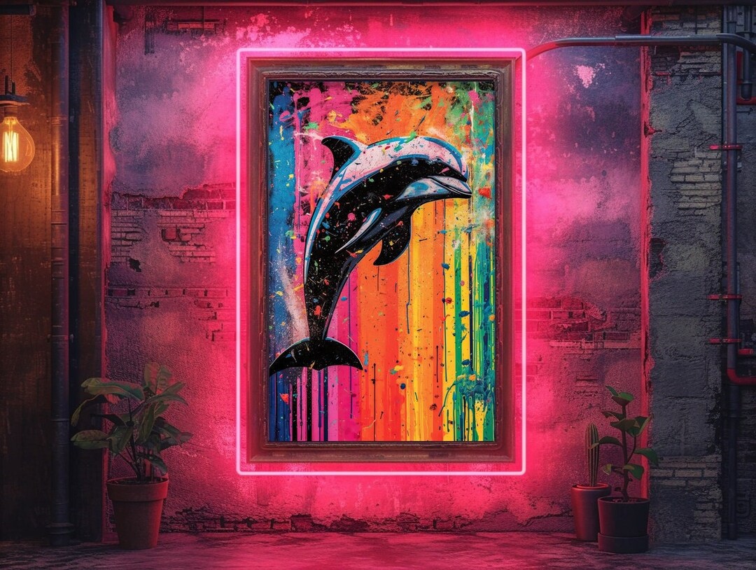 Dolphin Graffiti Wall Art, Printable Digital, Colorful Dolphin Wall ...