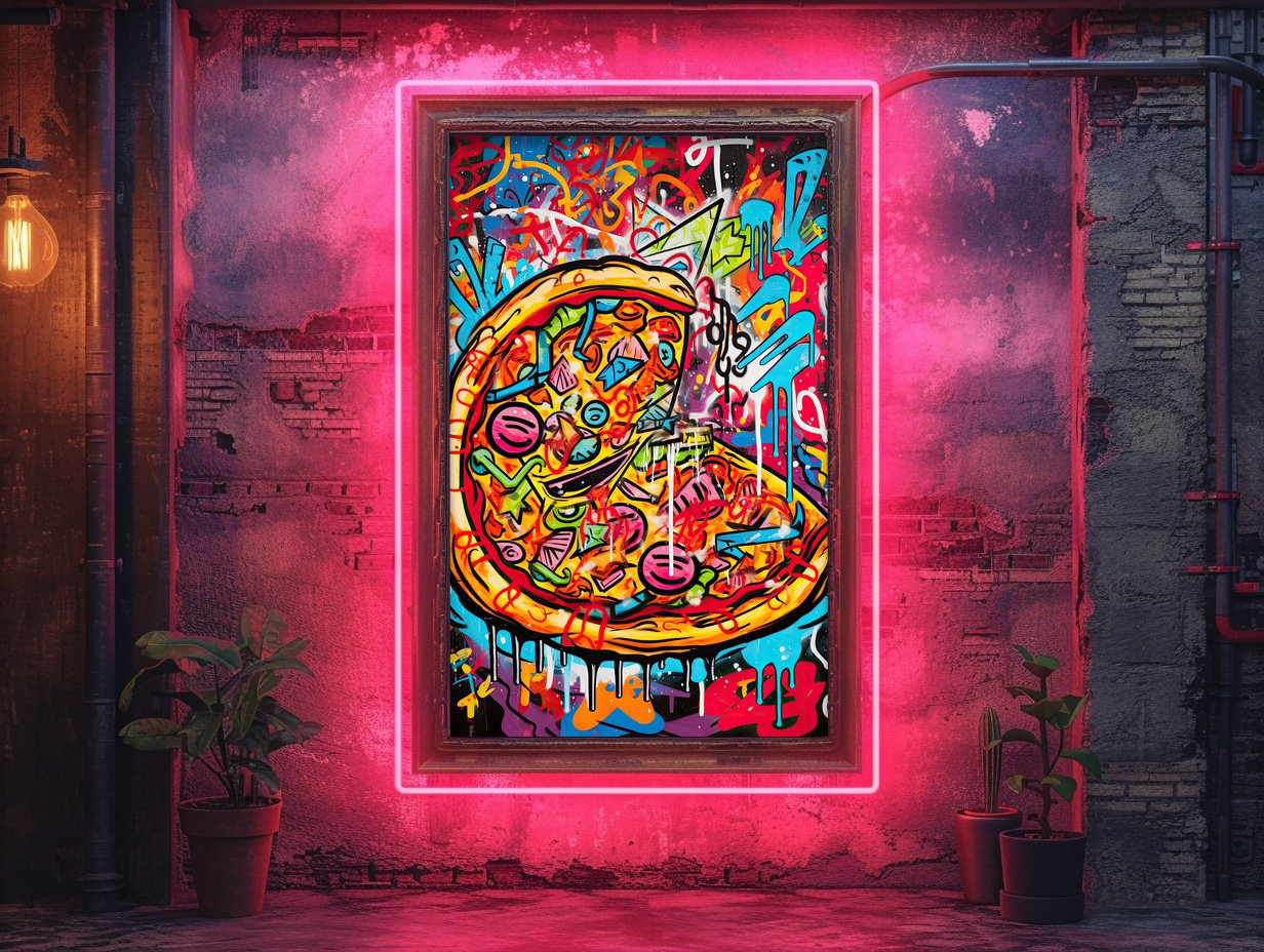 Pizza Graffiti Wall Art, Digital Printable, Pizza Art Print, Colorful ...