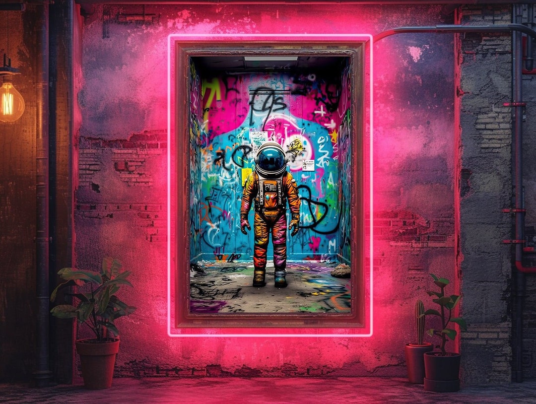 Astronaut Graffiti Wall Art, Printable Digital, Space Astronaut Wall ...
