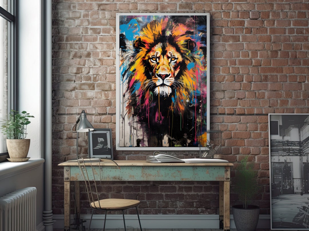 Lion Graffiti Wall Art Digital Download Lion Art Print - Etsy