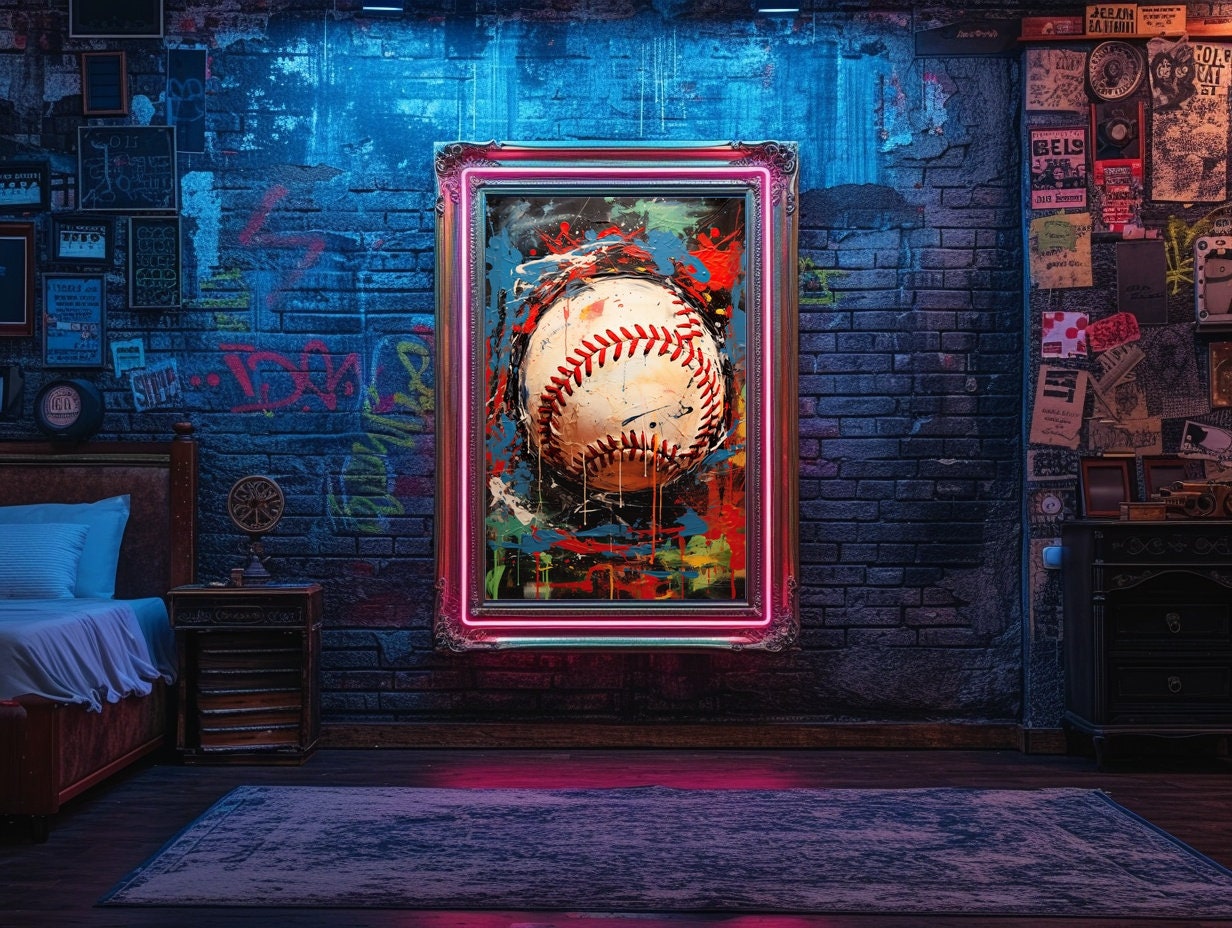 Atemberaubende Baseball Graffiti Wandkunst Digitaler Graffiti Druck ...