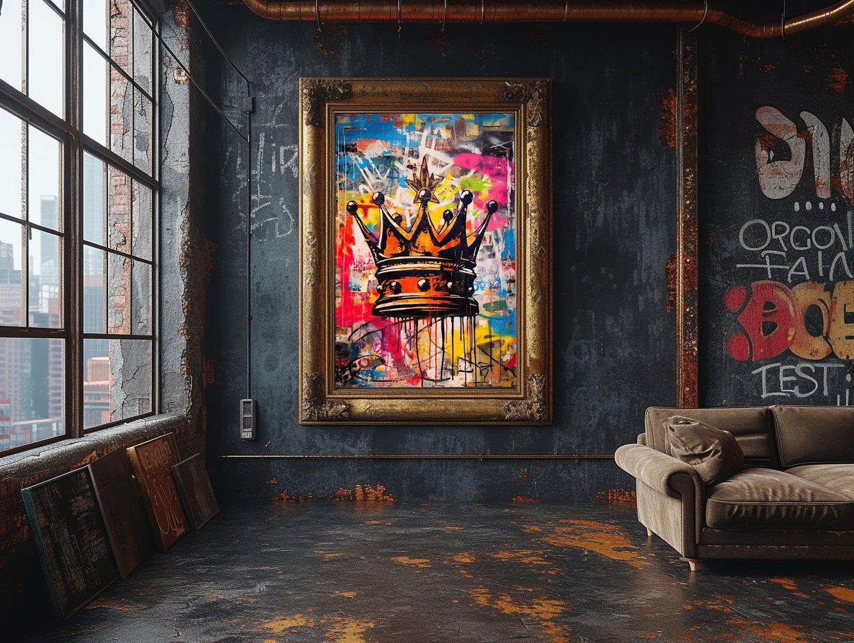 Crown Graffiti Wall Art, Digital Download, Abstract Royal Crown ...