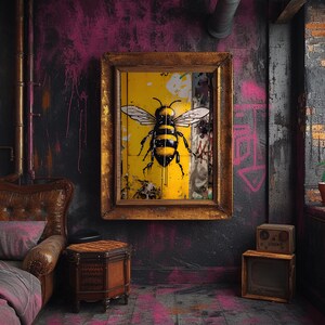 Colorful Bee Street Art, Urban Honey Bee Digital Print, Graffiti Style ...