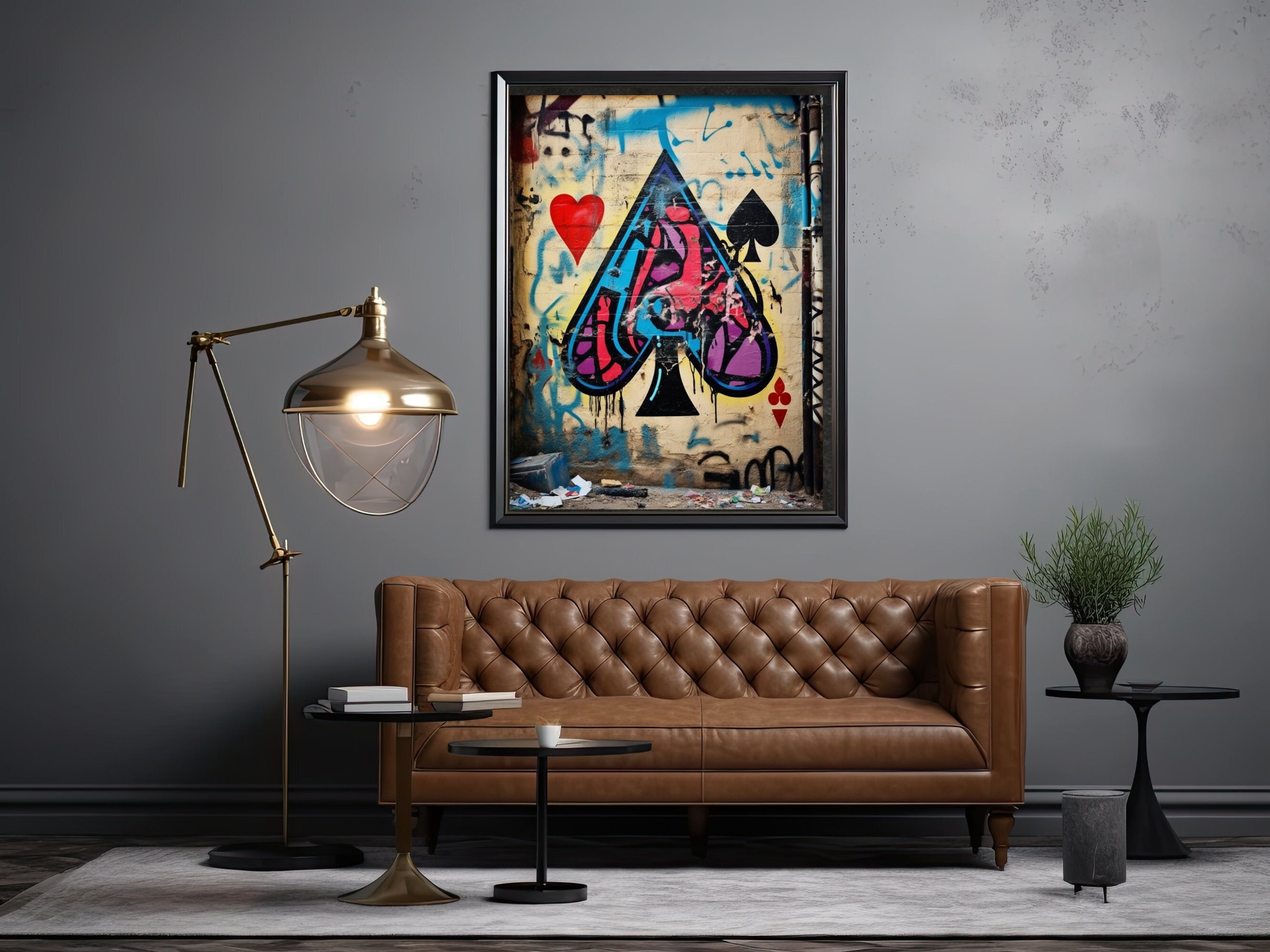 Ace of Spades Graffiti Wall Art, Printable Digital Colorful Playing ...