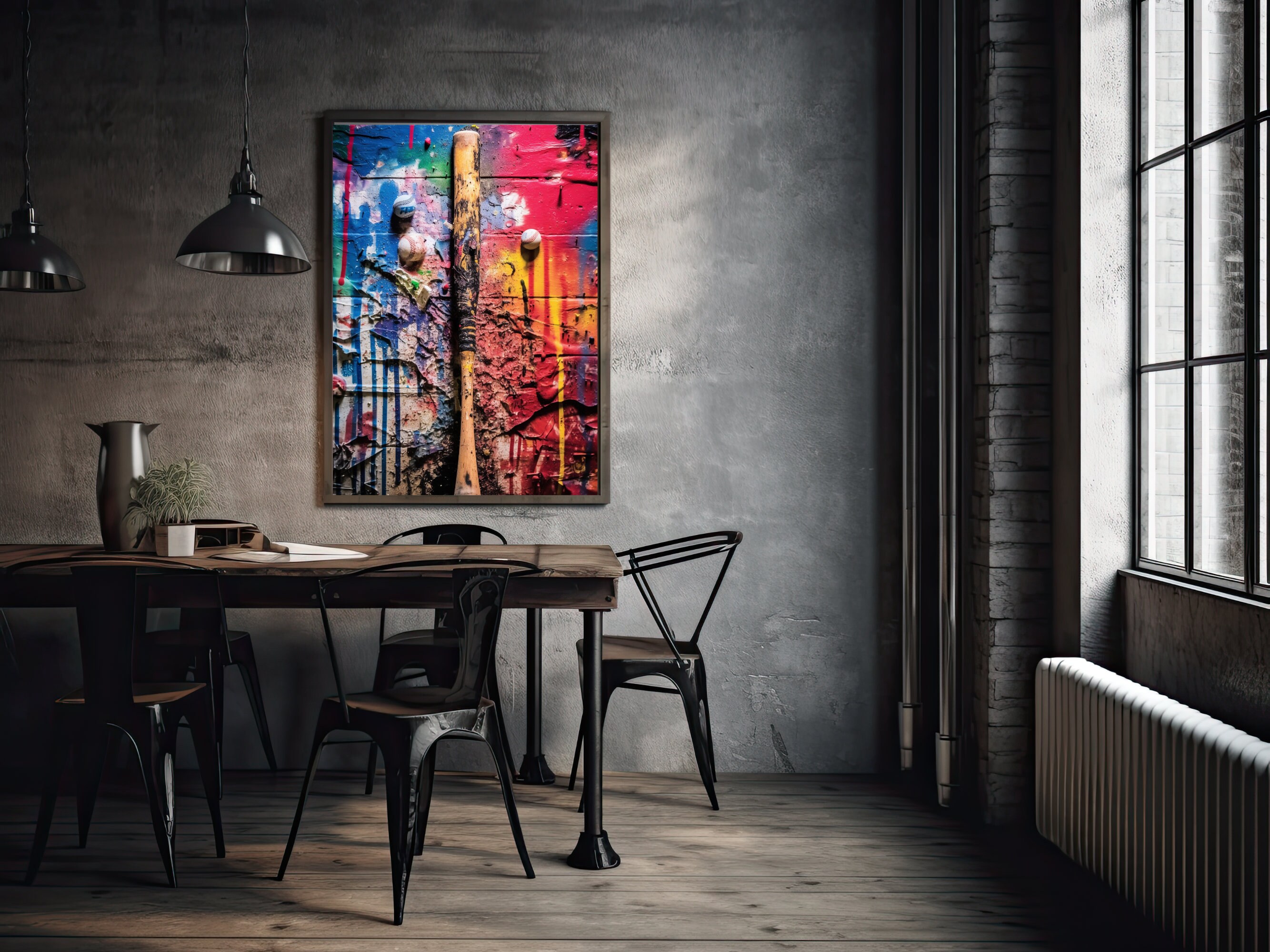 Baseball Bat Graffiti Wall Art Printable Digital Colorful - Etsy