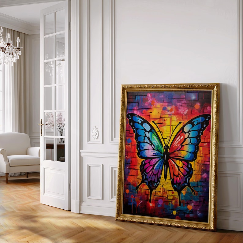 Butterfly Graffiti Wall Art, Digital Butterfly Art Print, Insect Poster ...