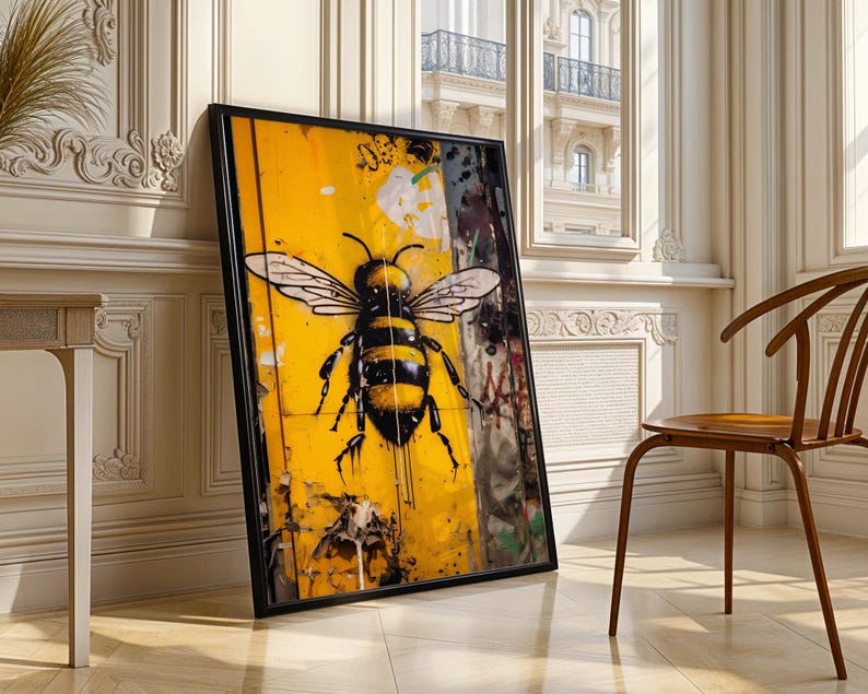 Colorful Bee Street Art, Urban Honey Bee Digital Print, Graffiti Style ...