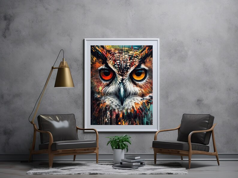 Owl Graffiti Wall Art Digital Download Colorful Owl Street - Etsy