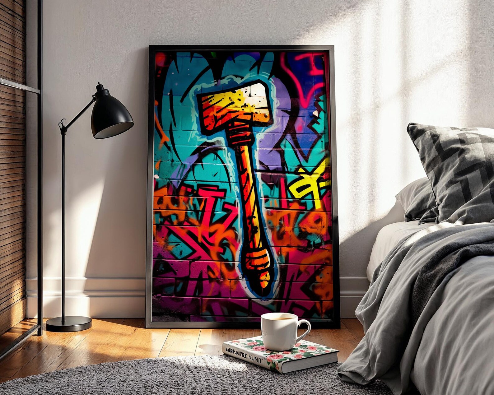 Thor Mjolnir Graffiti Wall Art, Printable Digital, Thor Hammer Wall ...