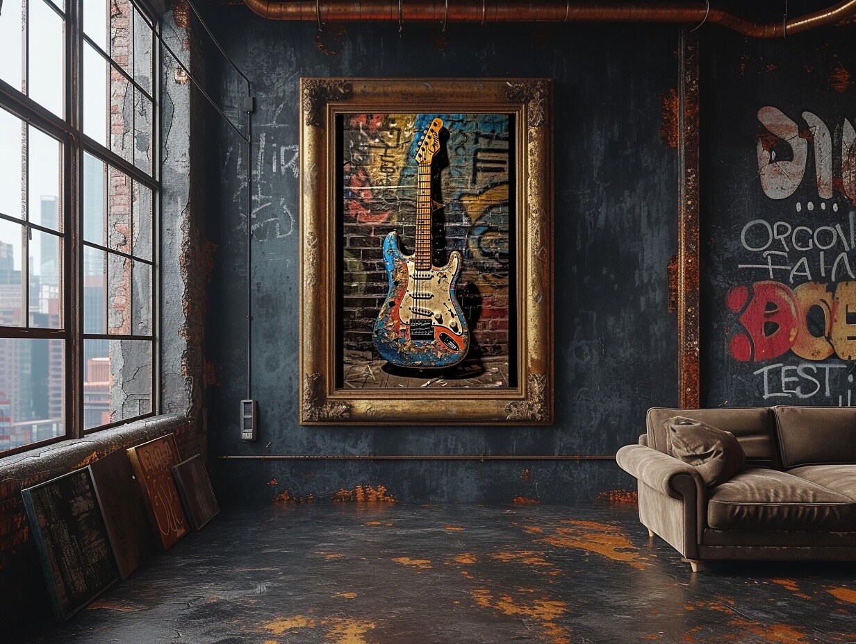 Guitar Graffiti Wall Art, Digital Download Print, Music Room Decor ...