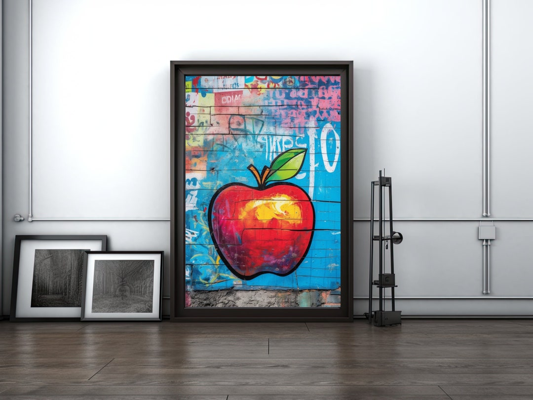 Red Apple Graffiti Wall Art, Digital Download Print, Modern Street Art ...