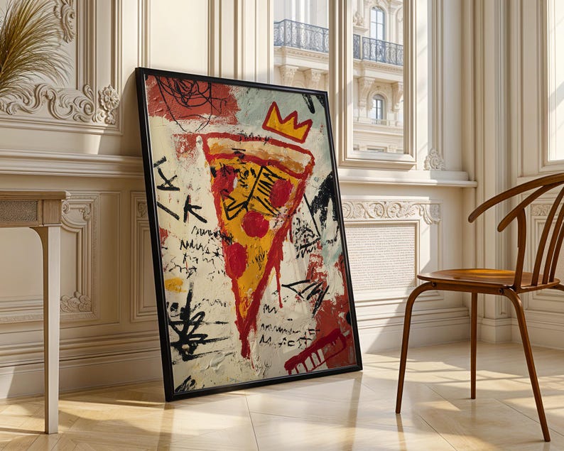 Pizza Slice Graffiti Art Print, Urban Neo-expressionist Style Food ...