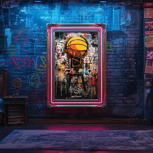 Basketball Graffiti Wall Art, Sports Digital Print, Basketball Wall ...