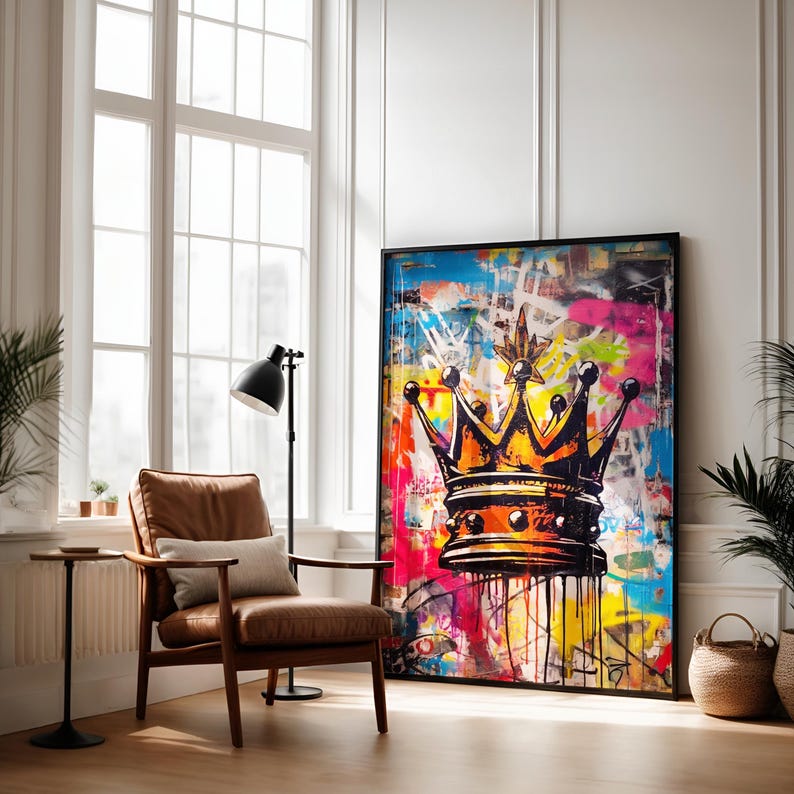 Crown Graffiti Wall Art, Digital Download, Abstract Royal Crown ...