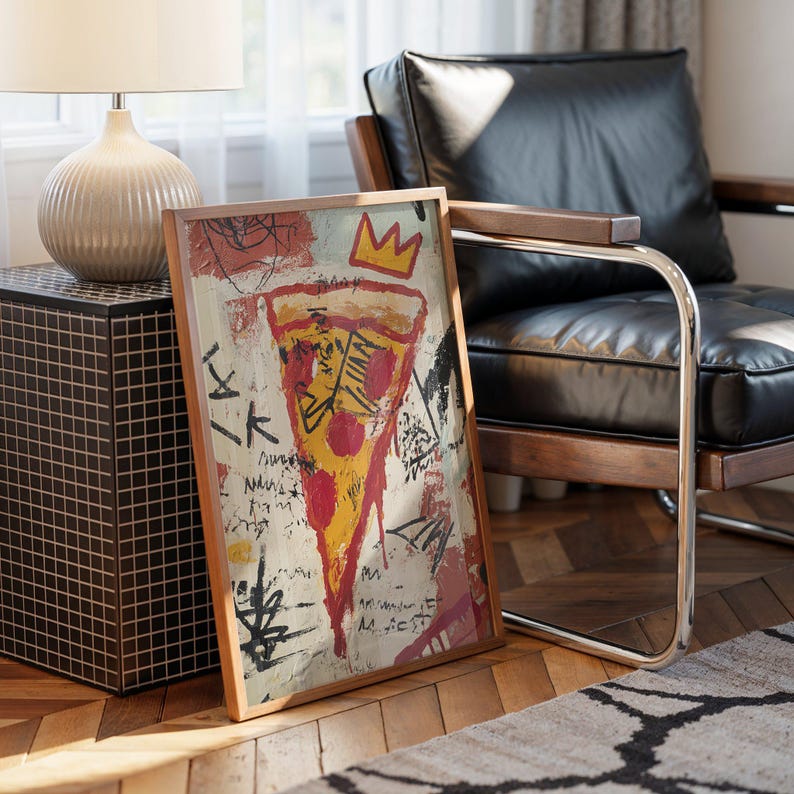 Pizza Slice Graffiti Art Print, Urban Neo-expressionist Style Food ...