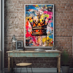 Crown Graffiti Wall Art, Digital Download, Abstract Royal Crown ...