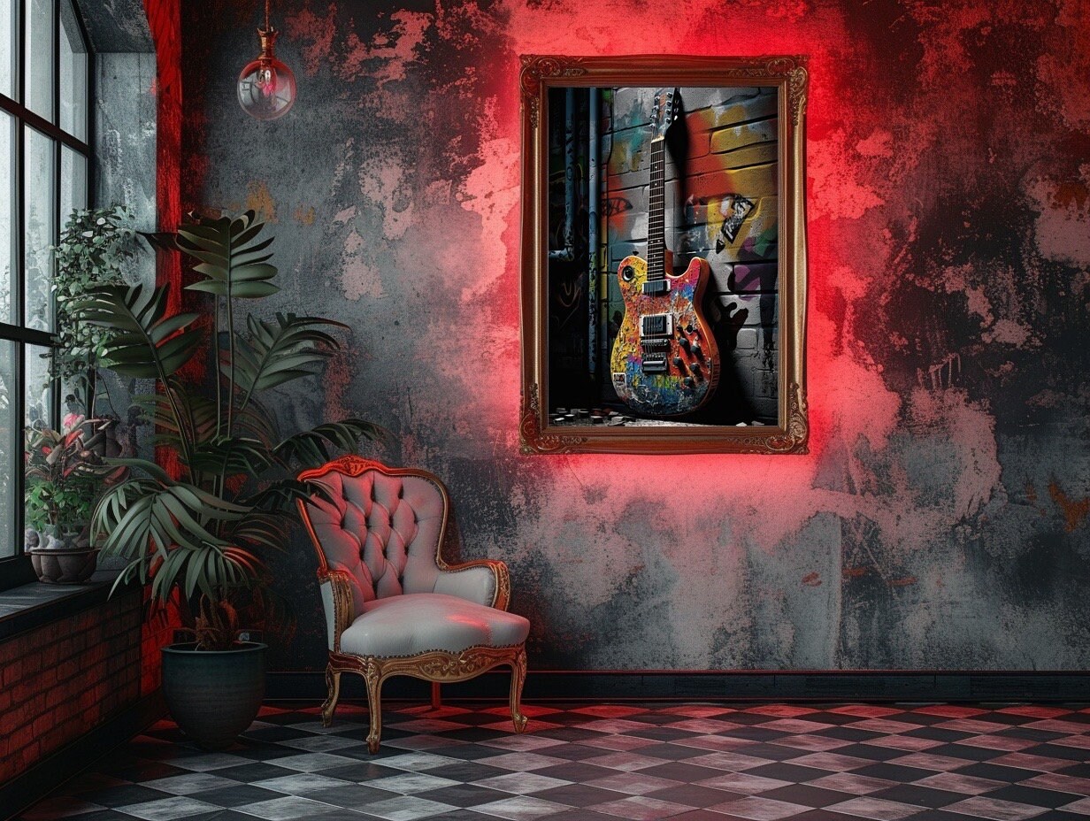Guitar Graffiti Wall Art, Printable Graffiti Art, Musical Instrument ...