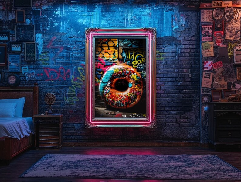 Donut Graffiti Wall Art, Digital Download, Colorful Donut Street Art ...