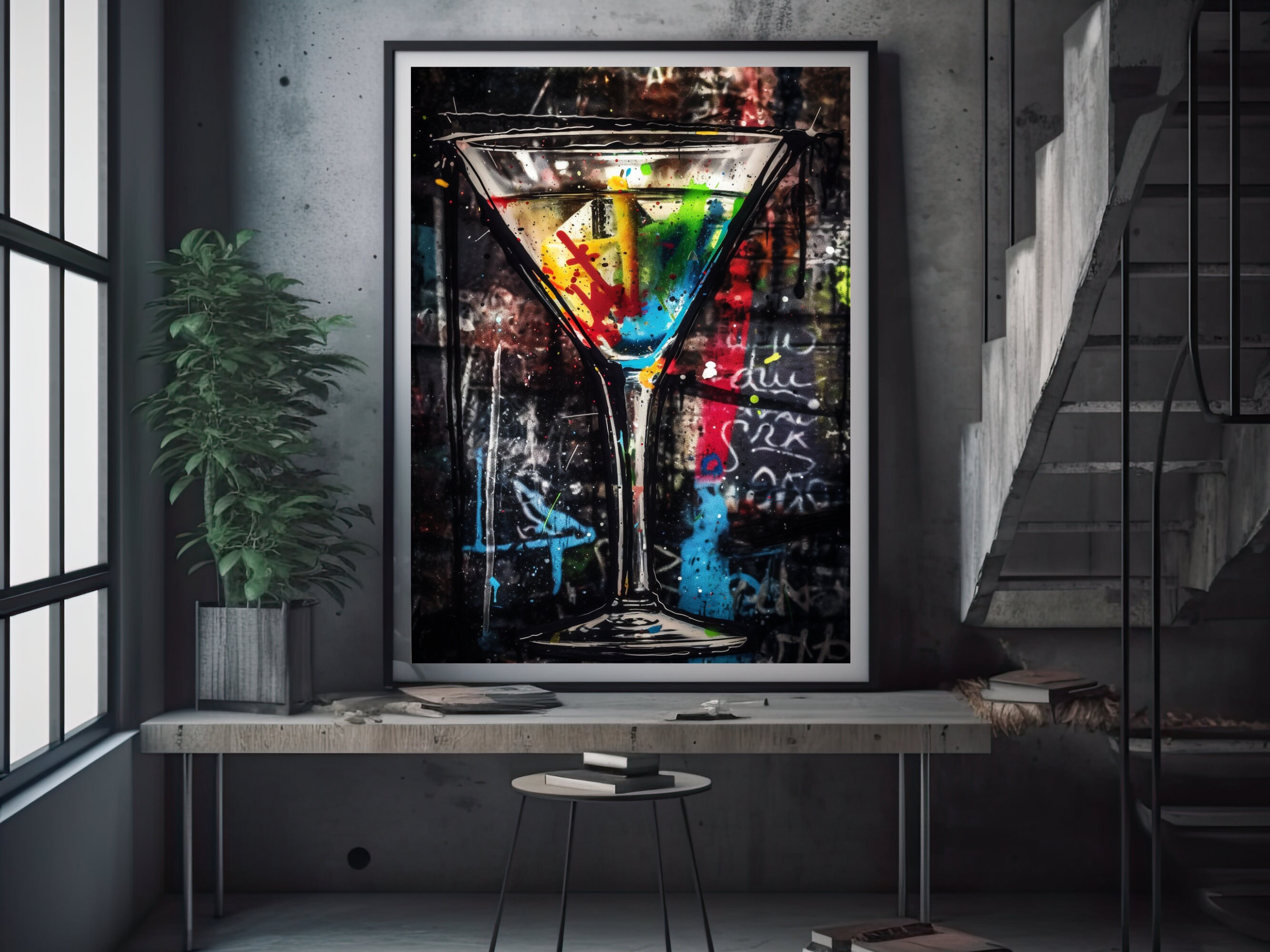 Martini Graffiti Wall Art, Digital Download Print, Cocktail Glass ...