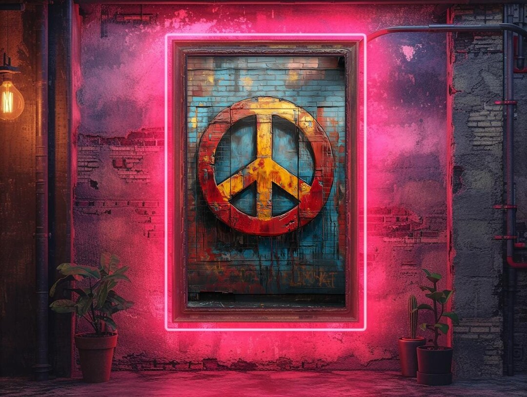 Peace Symbol Graffiti Art Print, Bold Urban Wall Decor, Iconic Peace ...
