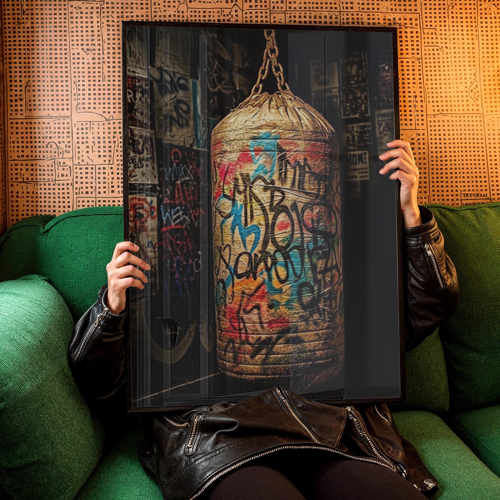 Boxing Graffiti Wall Art, Punching Bag Graffiti Print, Modern, Urban ...
