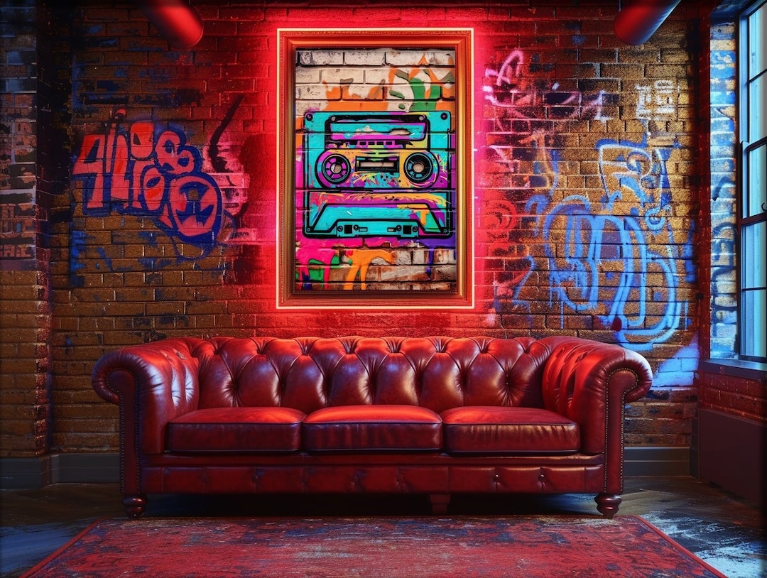 Colorful Cassette Tape Graffiti Wall Art, Music Inspired Graffiti Print ...