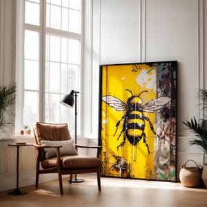 Colorful Bee Street Art, Urban Honey Bee Digital Print, Graffiti Style ...