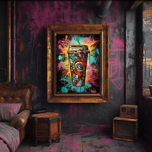 Coffee Cup Graffiti Wall Art, Digital Download, Coffee Wall Decor ...