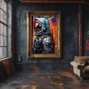 Astronaut Graffiti Wall Art, Space Art Graffiti Print, Modern, Urban ...