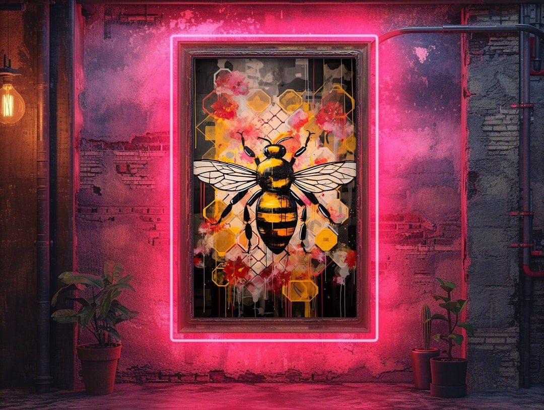 Bumblebee Graffiti Wall Art, Honey Bee Graffiti Art Print, Modern ...
