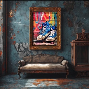 Urban Sneaker Graffiti Art, Colorful Shoe Wall Decor Digital Print ...