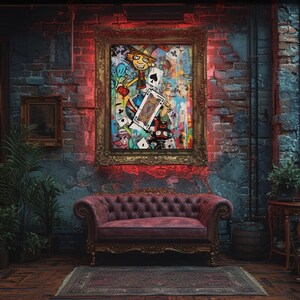 Casino Poker Graffiti Wall Art, Digital Download, Playing Cards Wall ...