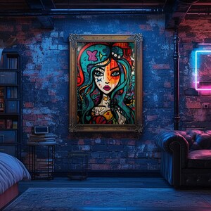 Colorful Mermaid Graffiti Wall Art, Digital Download, Under the Sea Art ...