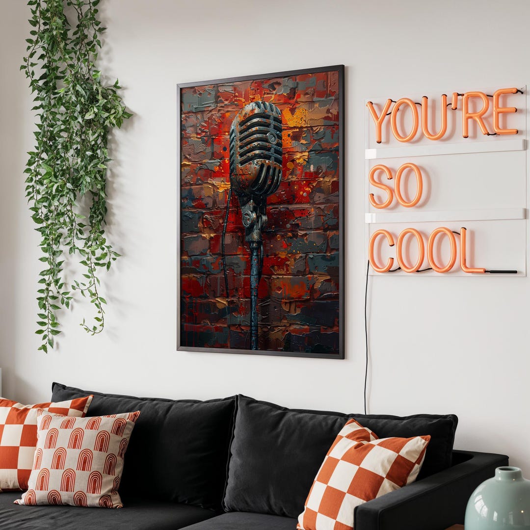 Bold Abstract Microphone Graffiti Digital Illustration, Energetic Edgy ...