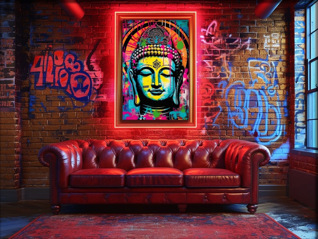 Buddha Graffiti Wall Art, Digital Download, Abstract Colorful Buddha ...
