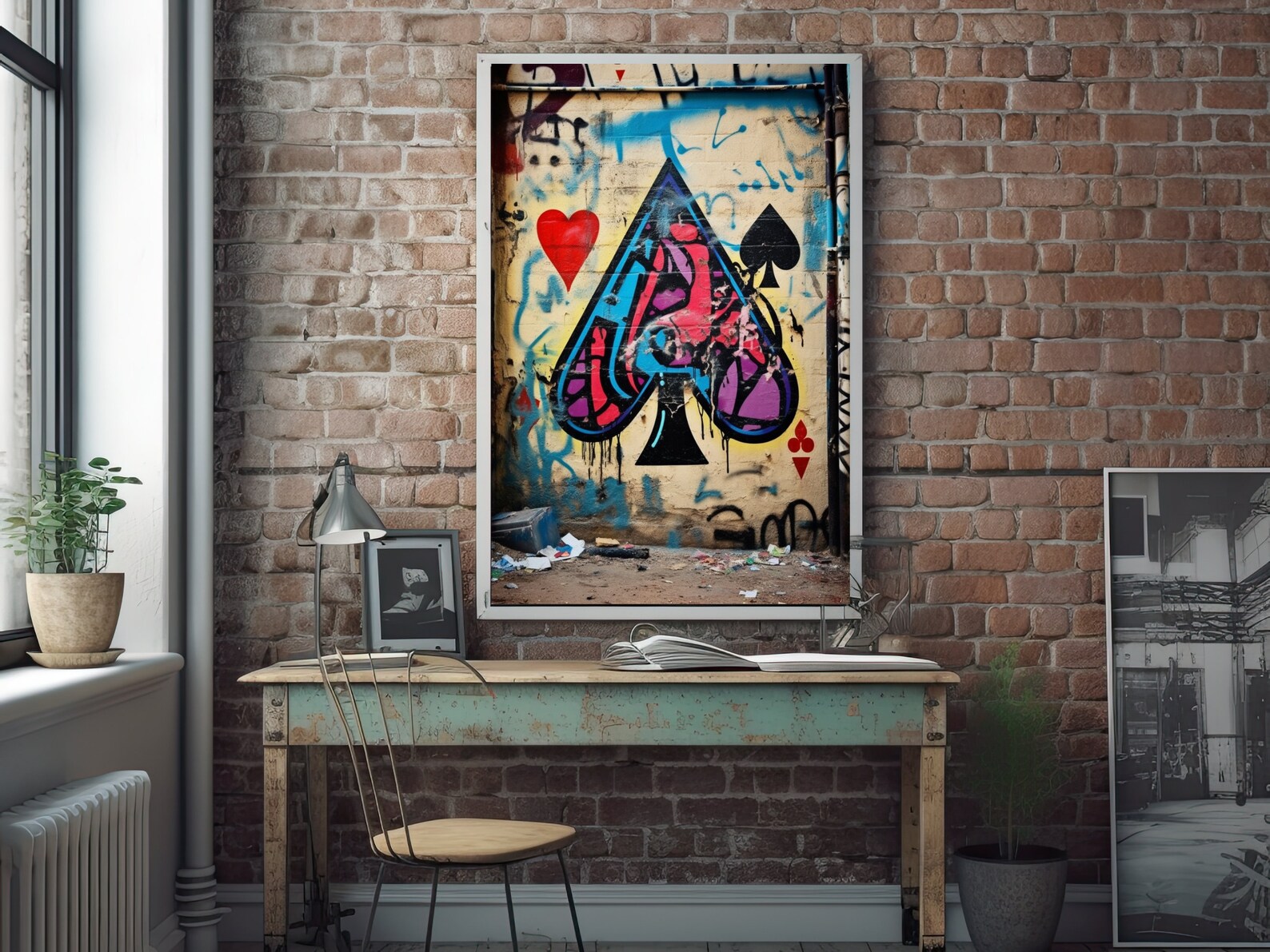 Ace of Spades Graffiti Wall Art, Printable Digital Colorful Playing ...